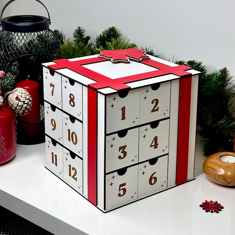 Custom Engraved Advent Calendar | Wooden Christmas Countdown Box With ...