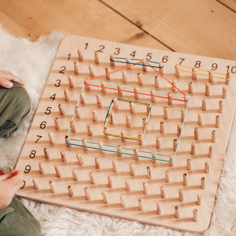 Personalized Wooden Geoboard Preschool Toy Learnin Toy - Etsy