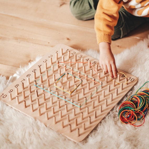 Personalized Wooden Geoboard Preschool Toy Learnin Toy - Etsy