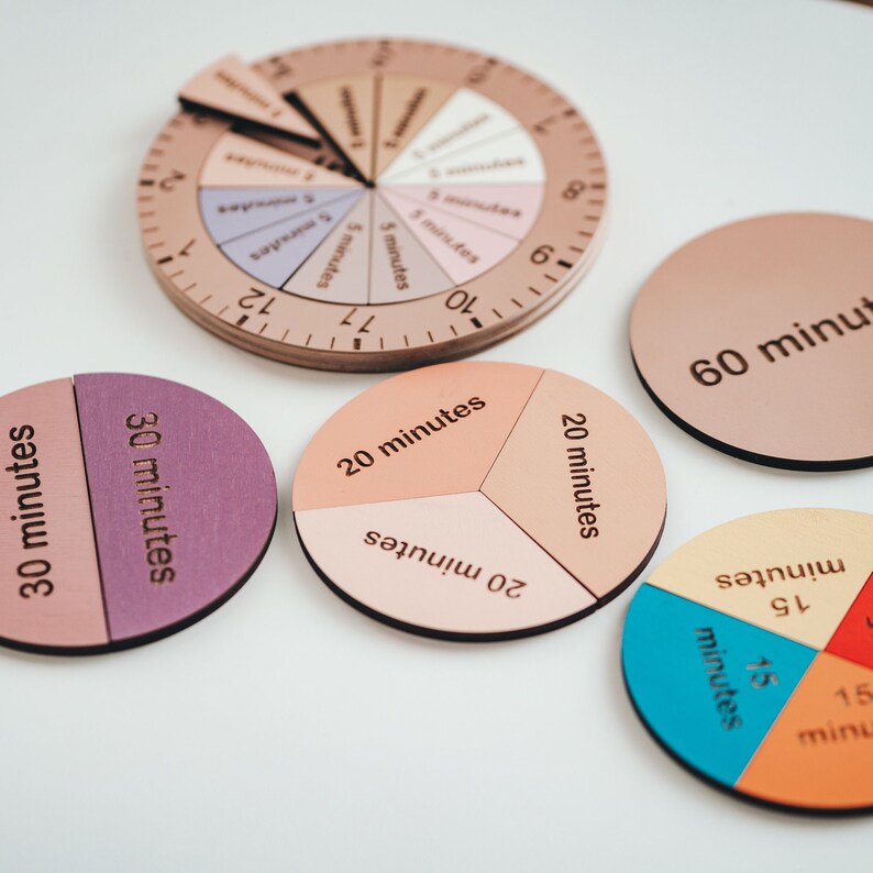 Wood Learning Clock Fraction of Time Telling the Time - Etsy