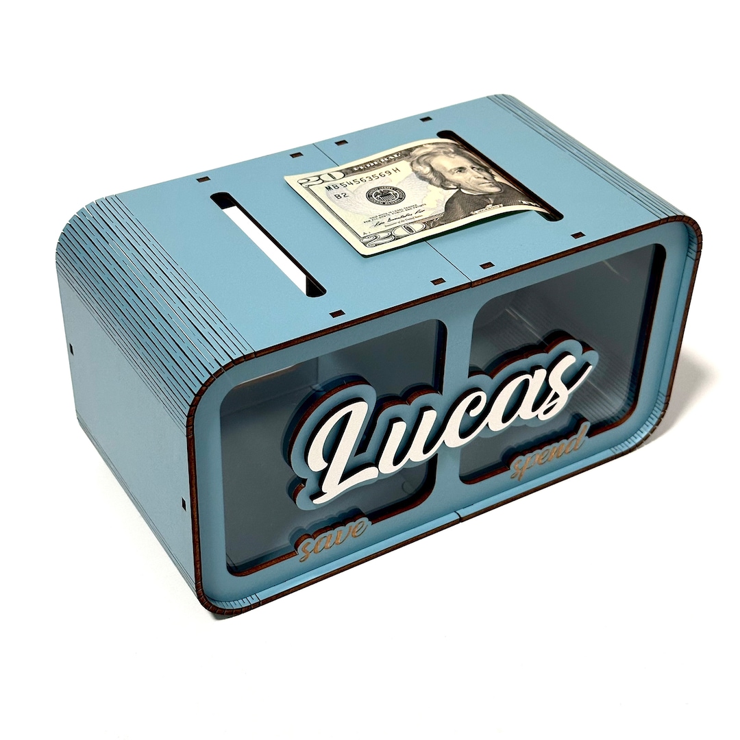 Save Spend Bank, Child’s Bank, Wood Piggy Bank, Personalized Kids Money ...