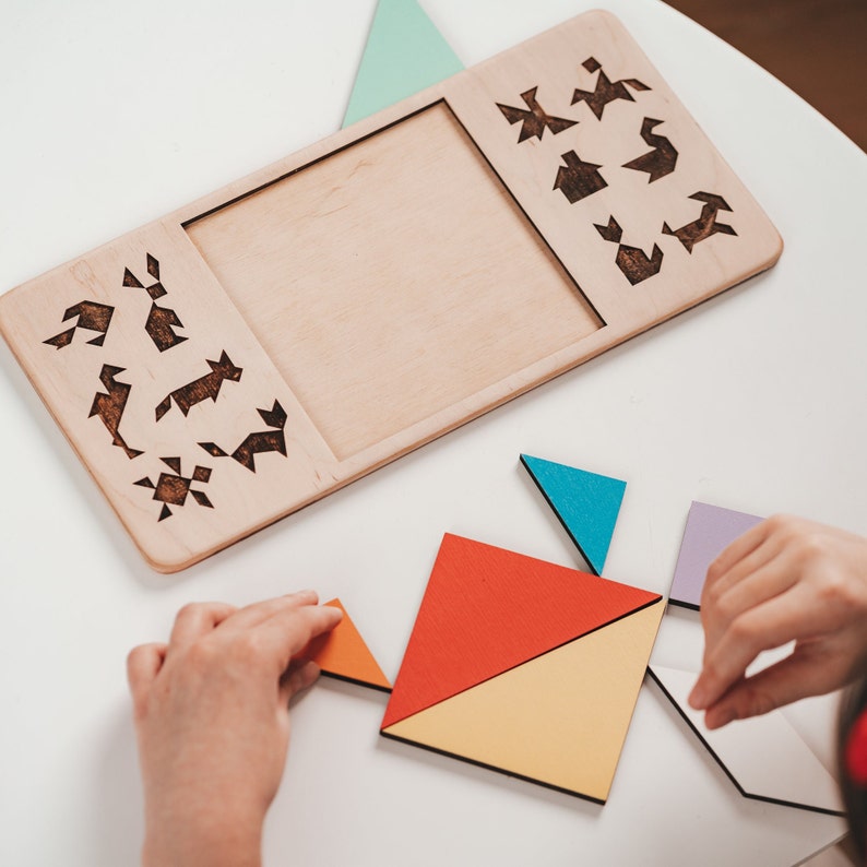 Wooden Geometric Animal Puzzle Educational Toy Kids Gift Baby - Etsy