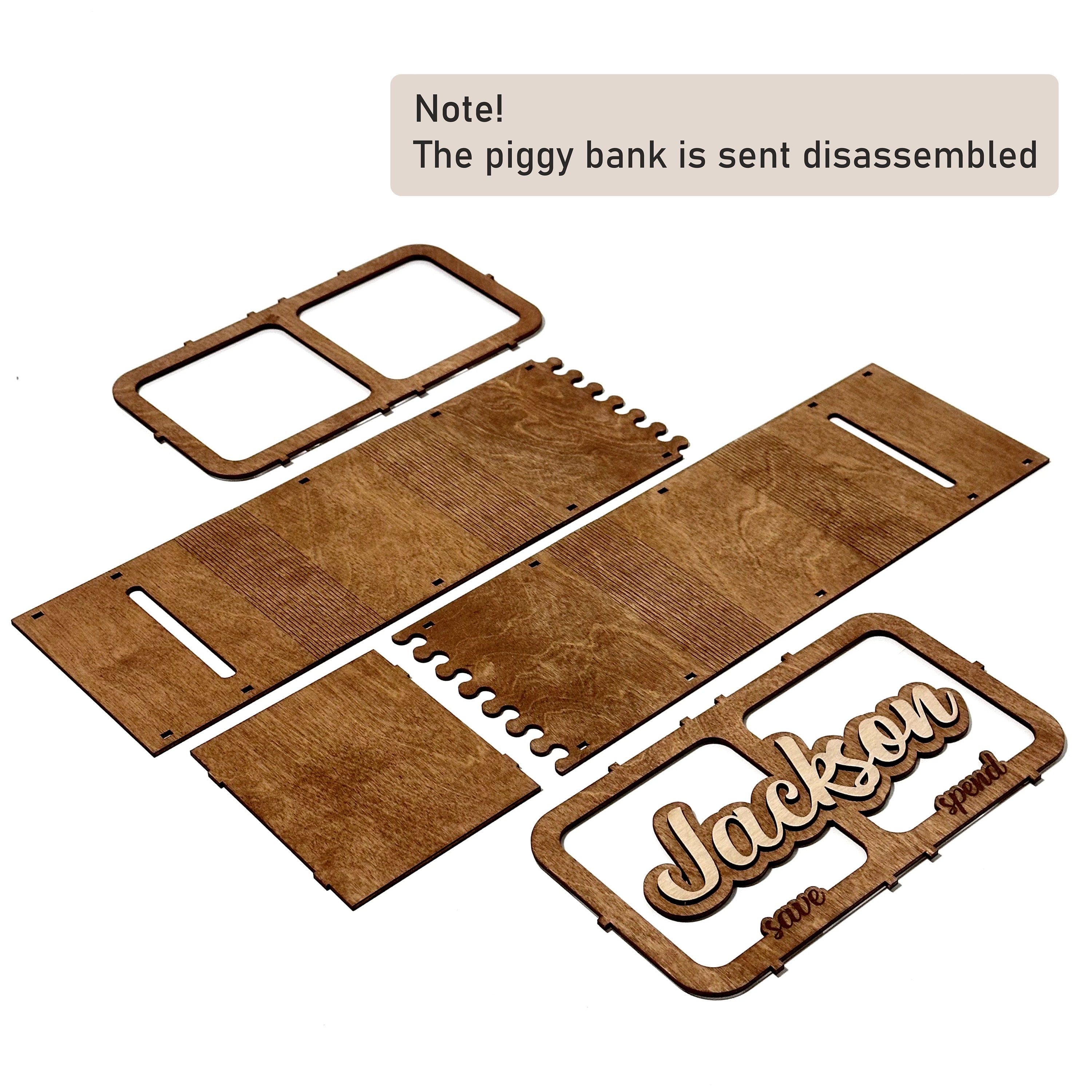 Save Spend Bank, Child’s Bank, Wood Piggy Bank, Personalized Kids Money ...