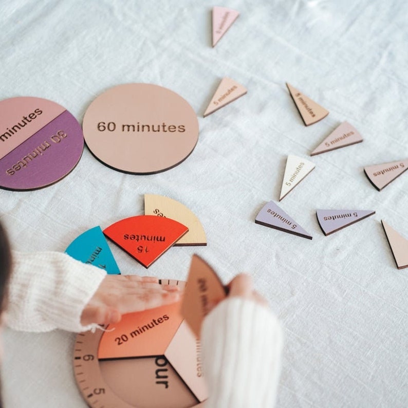 Wood Learning Clock Fraction of Time Telling the Time - Etsy