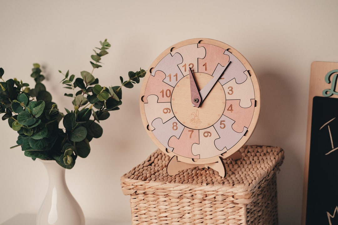 Sensory Clock for Toddlers - Montessori Telling Time Toy With Rotating ...