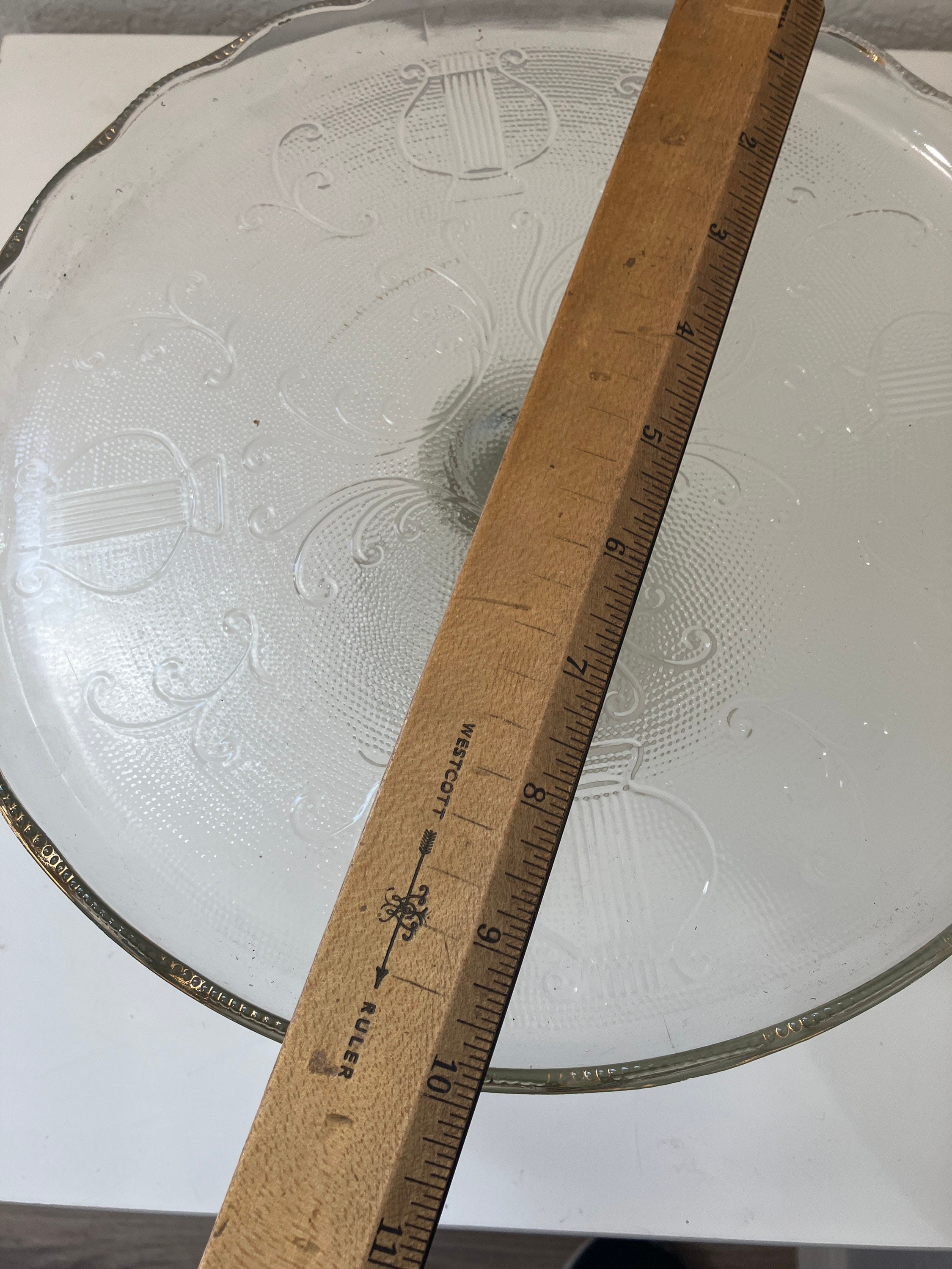 Vintage Jeanette Glass Harp Cake Plates 10 With Ruffled Edge - Etsy