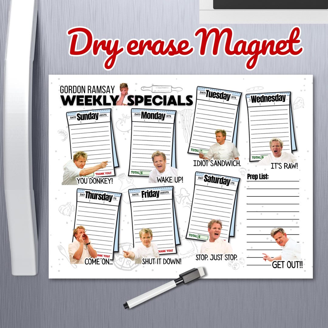 Chef Ramsay, Dry Erase Magnet, Calendar, Gordon Ramsay - Etsy