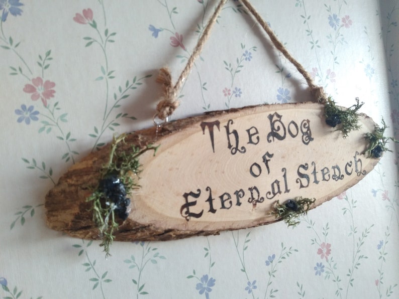 Bog of Eternal Stench Wood Burn Sign the Labyrinth - Etsy
