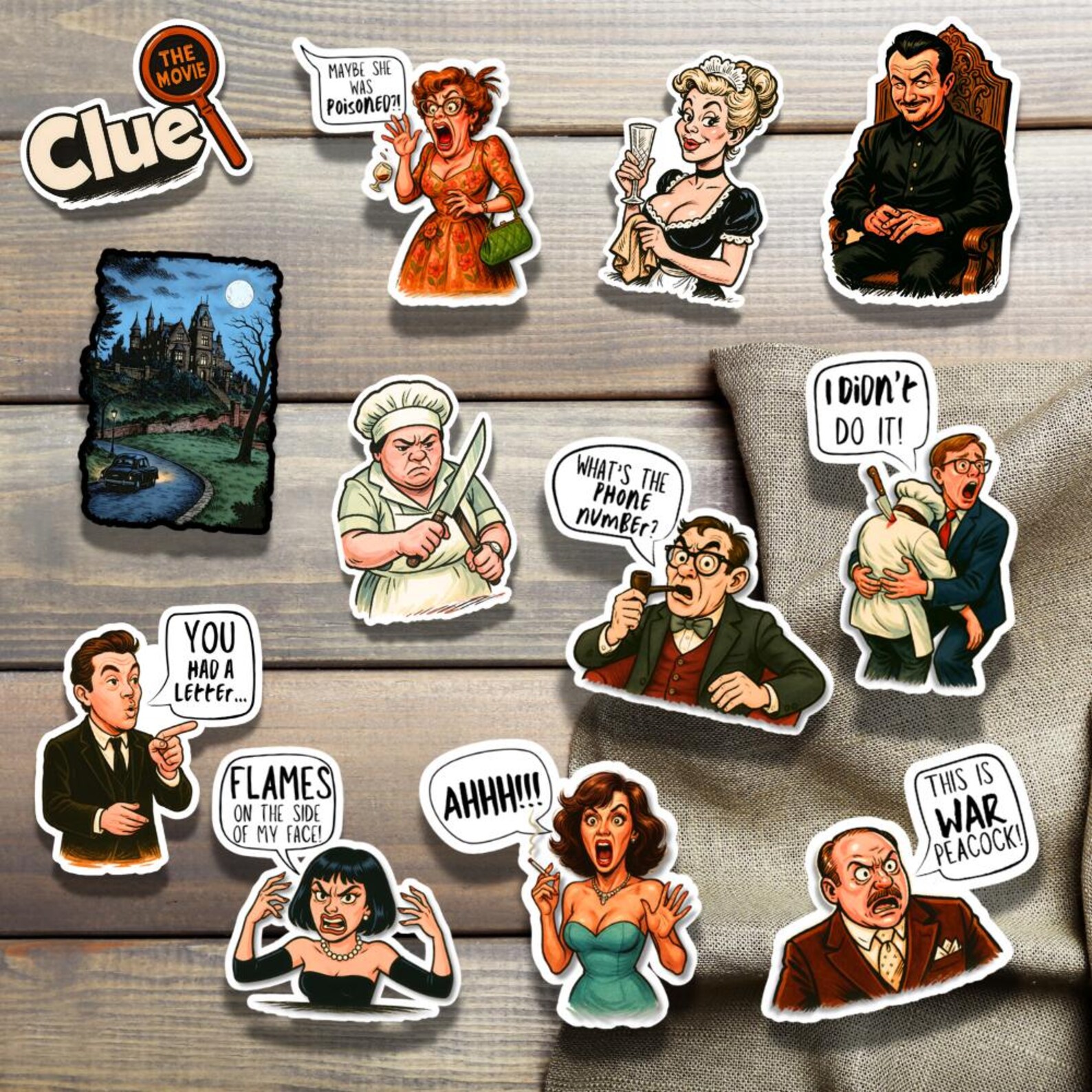 Clue Movie Sticker Set, Clue Movie, Clue the Movie - Etsy