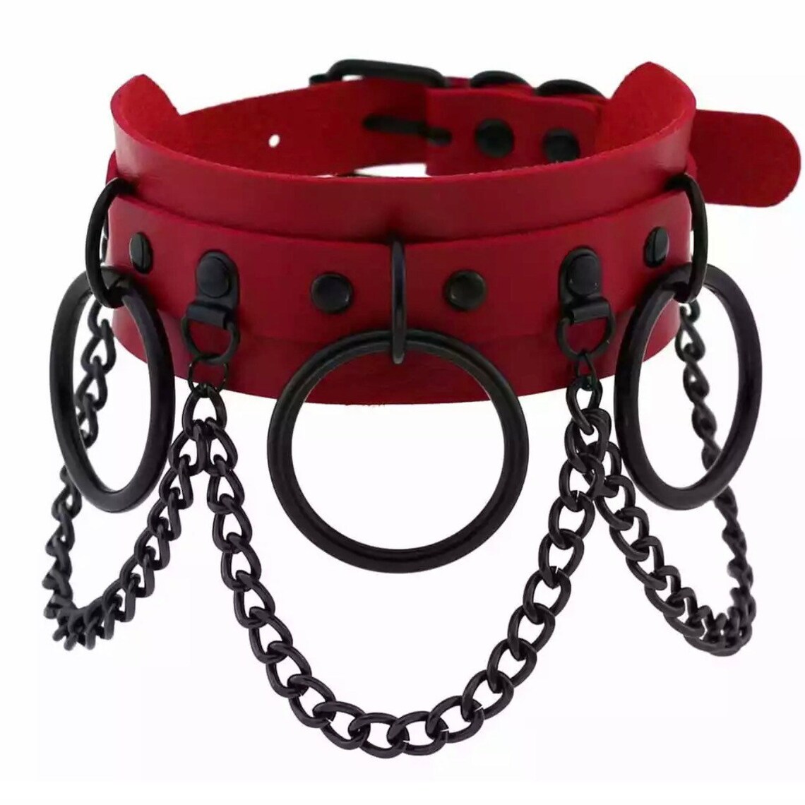 Red Sexy Choker Chains Red Wide Choker Long Neck Chains Bdsm Etsy