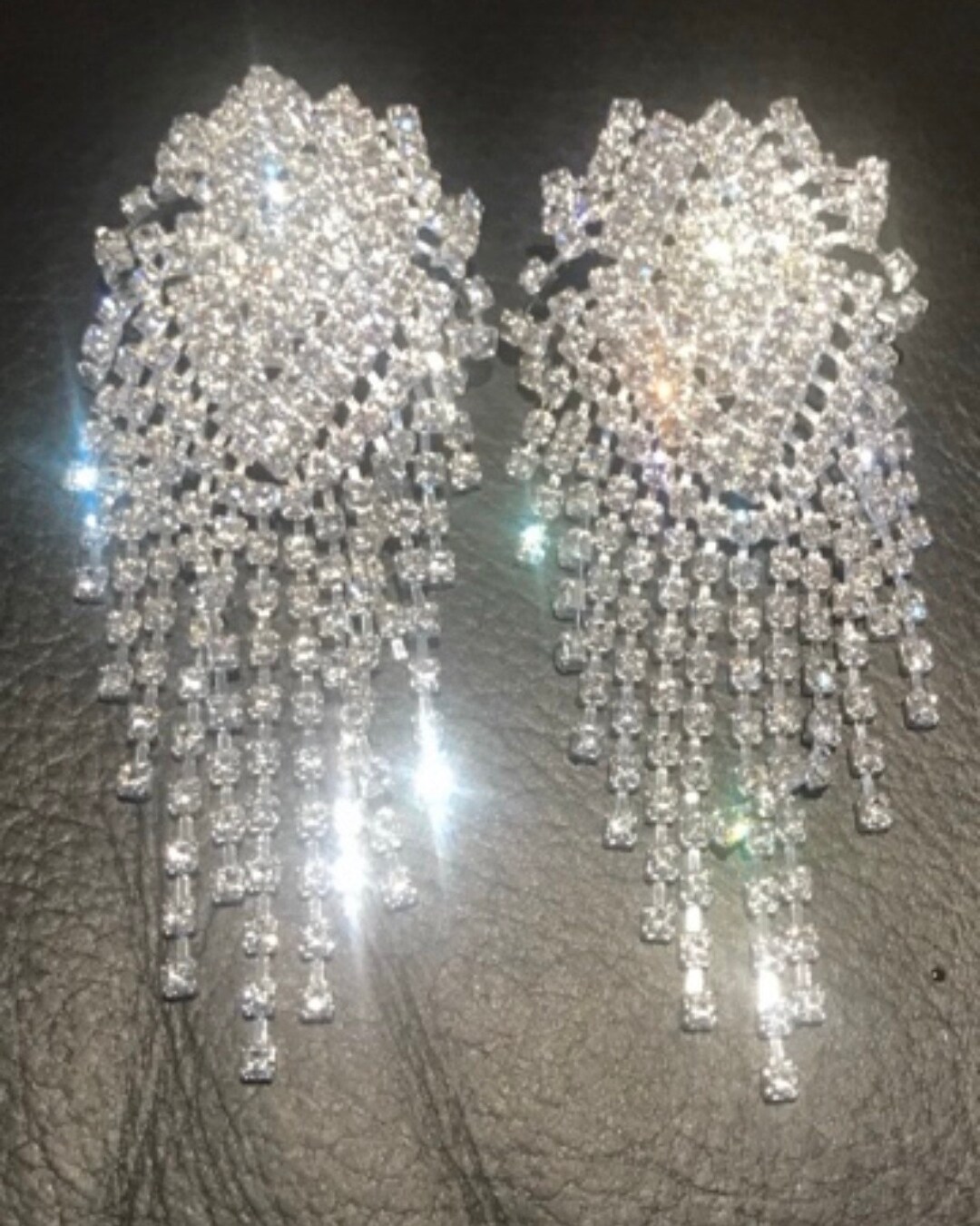 Chunky Silver Tassel Dramatic Statement Earrings Crystal - Etsy