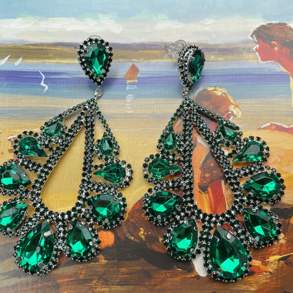 Rhinestone Prom Earrings - Etsy