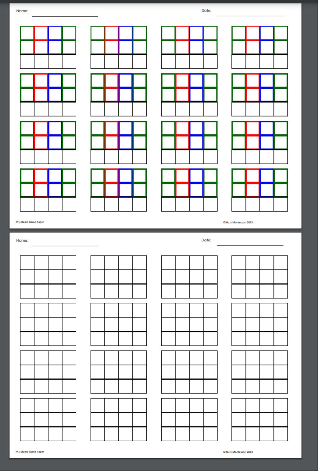 Montessori Stamp Game Paper, Montessori Math Paper - Etsy