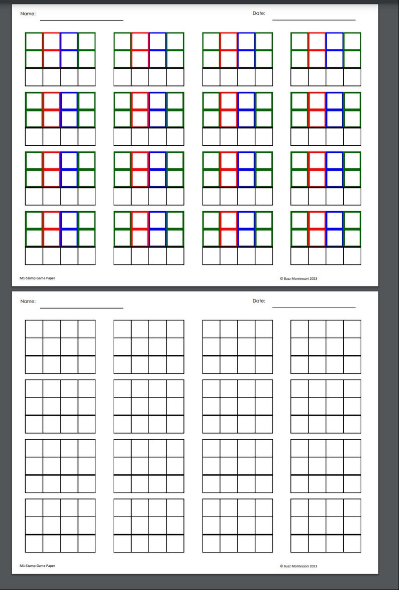 Montessori Stamp Game Paper, Montessori Math Paper - Etsy