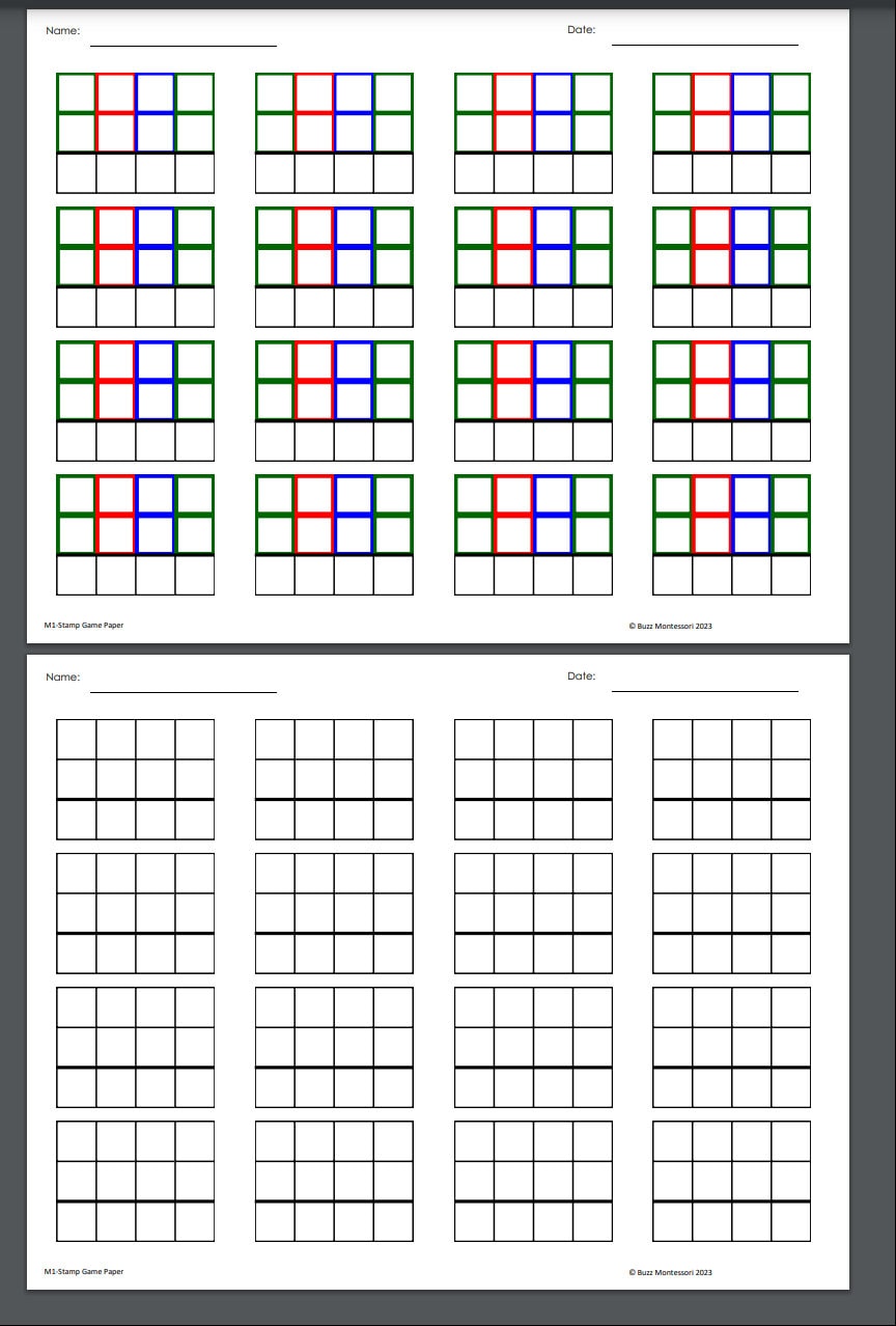 Montessori Stamp Game Paper, Montessori Math Paper - Etsy