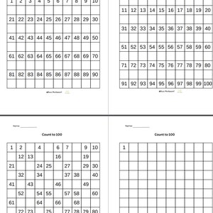 Montessori 100 Board Worksheets; Montessori Math Count to 100; Odd ...