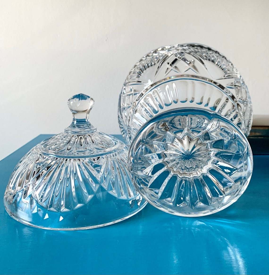 Shannon Crystal Glass Covered Candy Dish on Pedestal Etched | Etsy
