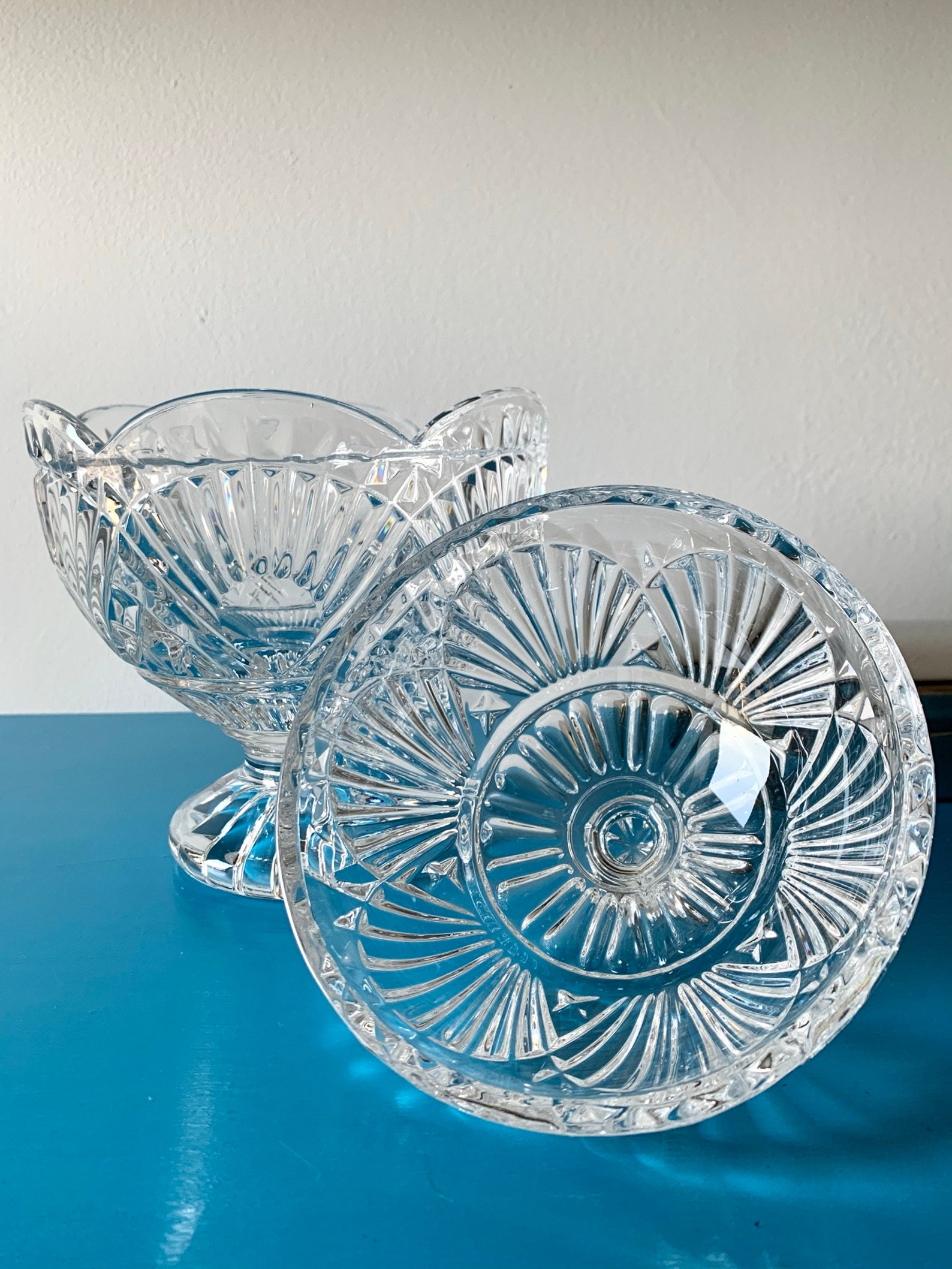 Shannon Crystal Glass Covered Candy Dish on Pedestal Etched | Etsy