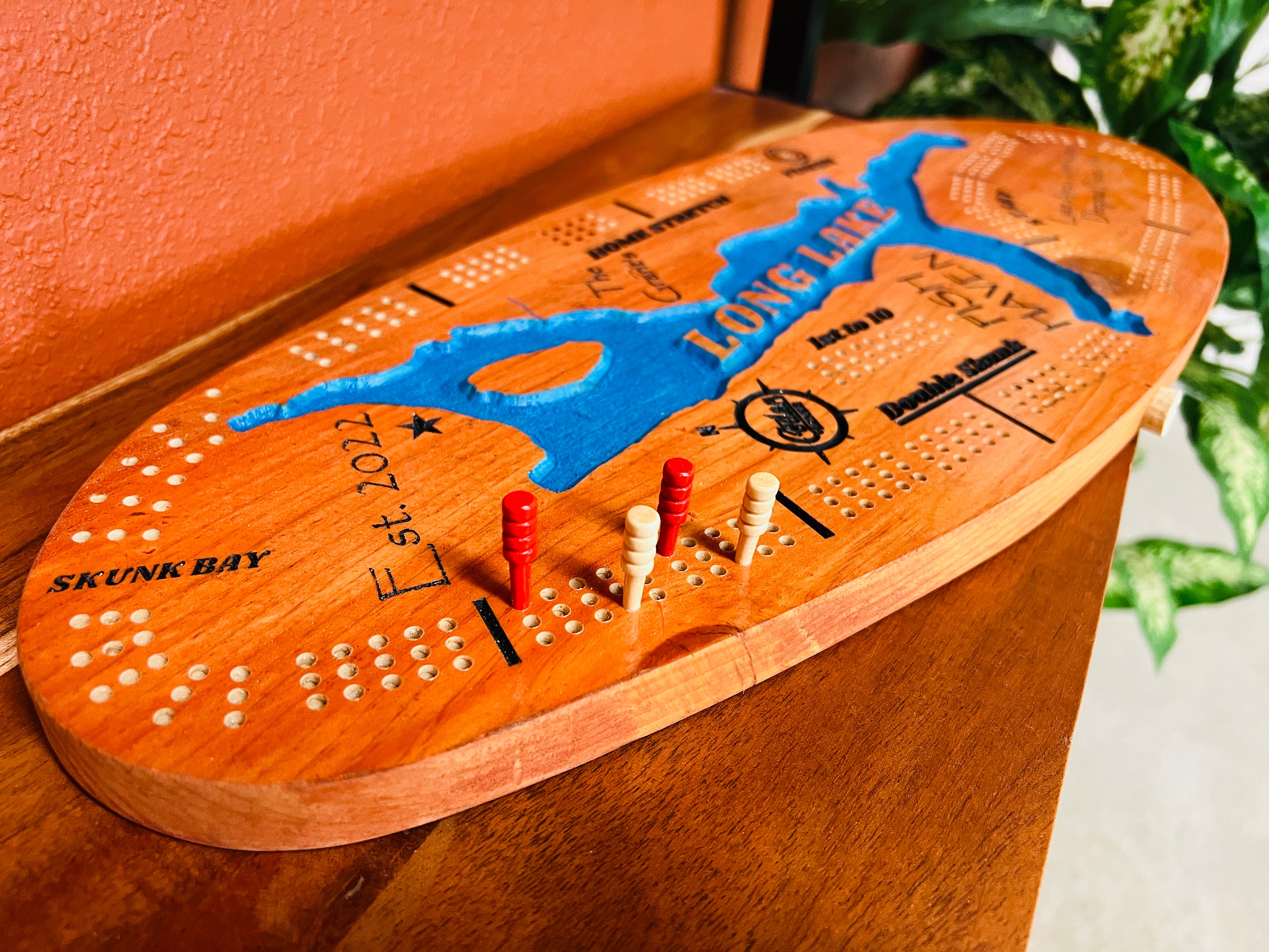 Cribbage Board Lake Map Any Lake in America Cribbage Board for Lake Home 6 Wooden Pegs Fun Board ...