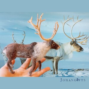 Reindeer Wool Sculpture, Unique Needle Felted Deer Miniature, Festive ...