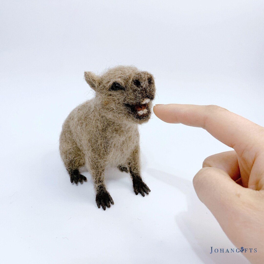 Laughing Capybara Wool Sculpture Miniature, Needle Felted Animal ...