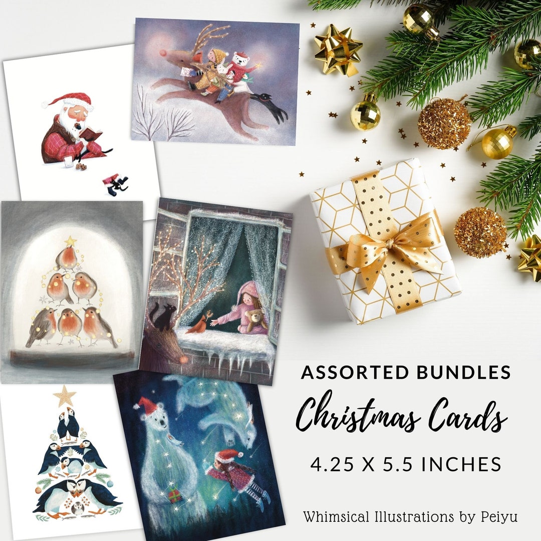 Assorted Christmas Card Bundle Whimsical Storytelling Animal ...