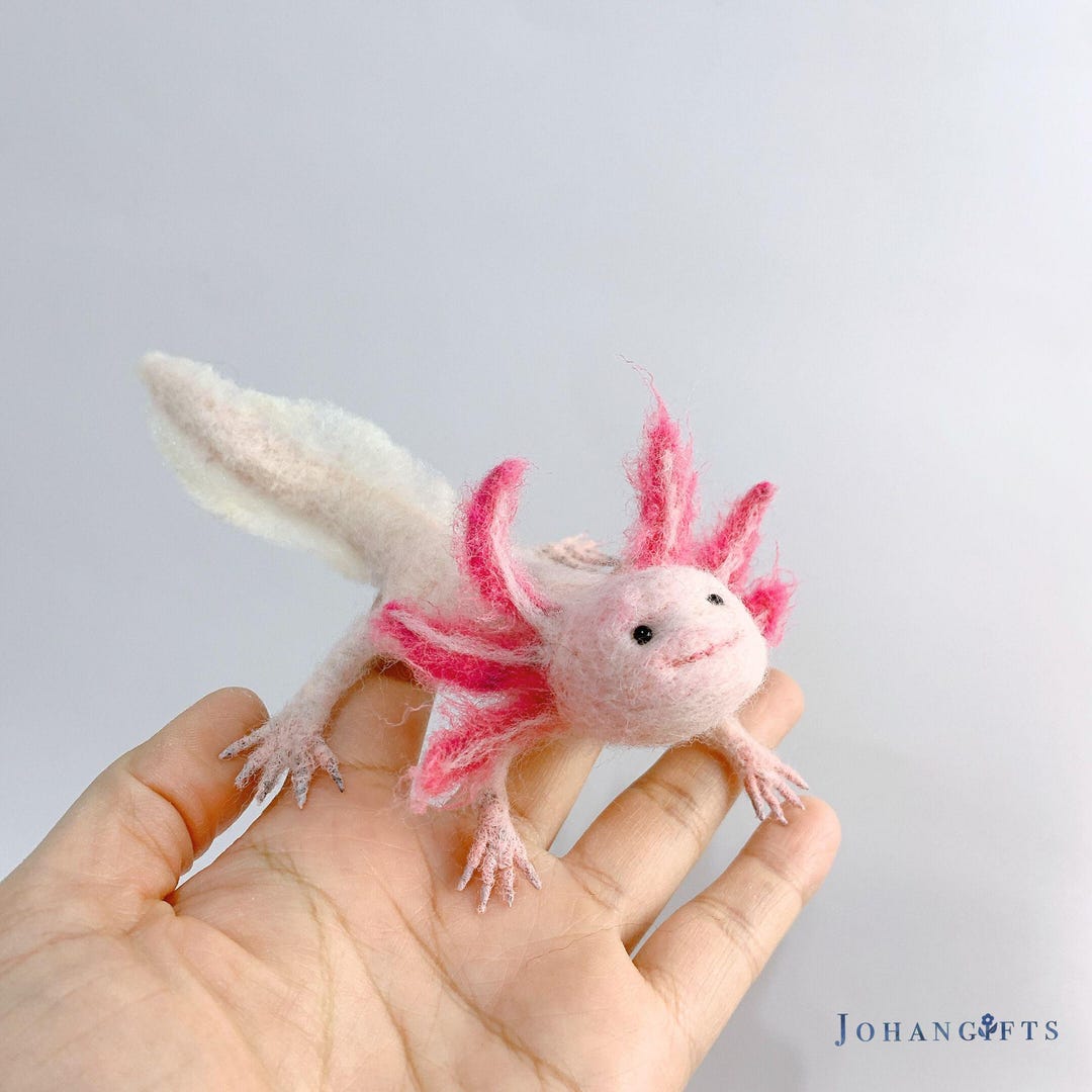 Reserved Cute Smiley Axolotl Needle Felted Sculpture Pink Wool Figurine ...
