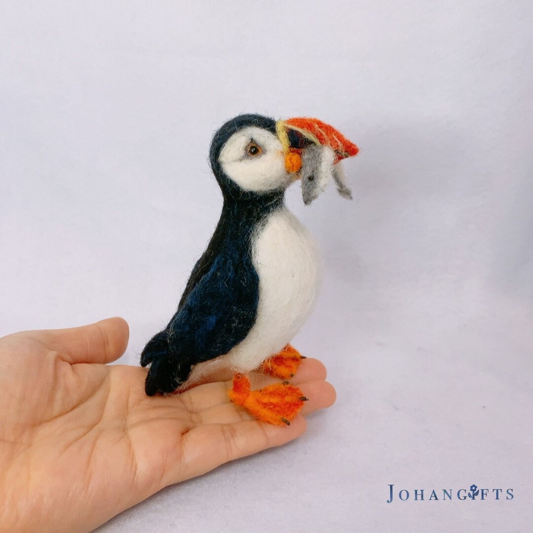 Puffin Wool Soft Sculpture, Seabird Needle Felted Figurine, Atlantic ...