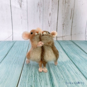 Dancing Mice Wool Sculpture Figurine, Needle Felted Animal Dancing ...