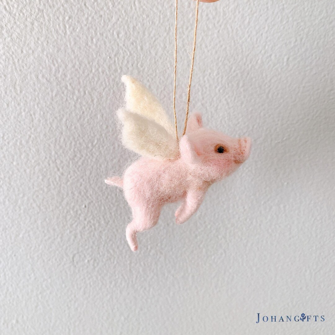 Piglet Angel Wool Sculpture Needle Felt Miniature, Flying Pig ...