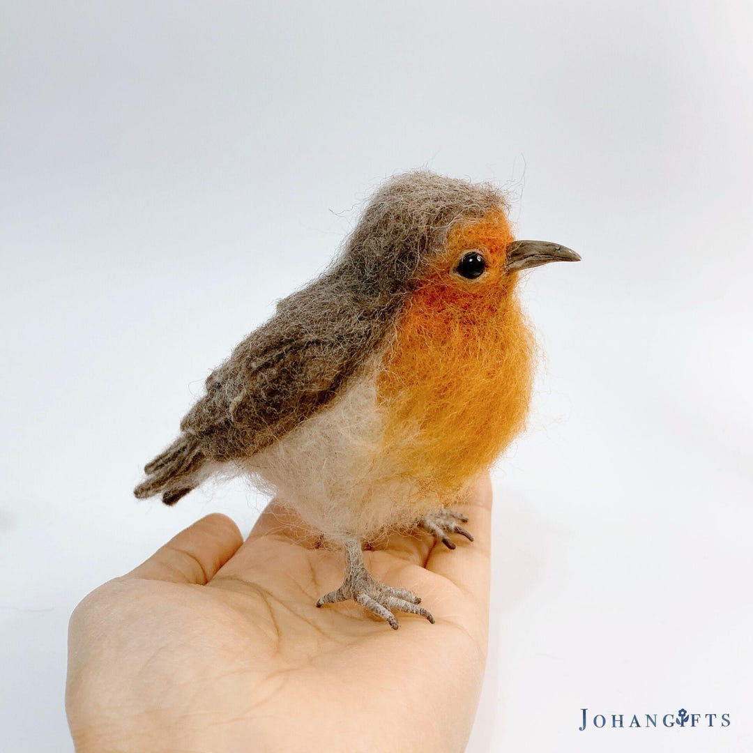 Robin Wool Sculpture Needle Felted Robin Lover Gift, Whimsical Soft ...