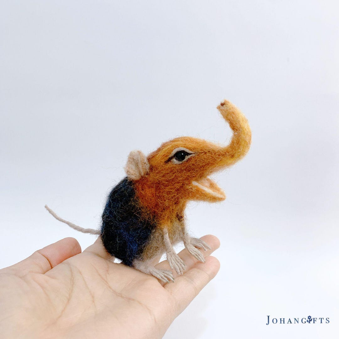Smiley Elephant Shrew Wool Soft Sculpture, Rare Wildlife Figurine ...