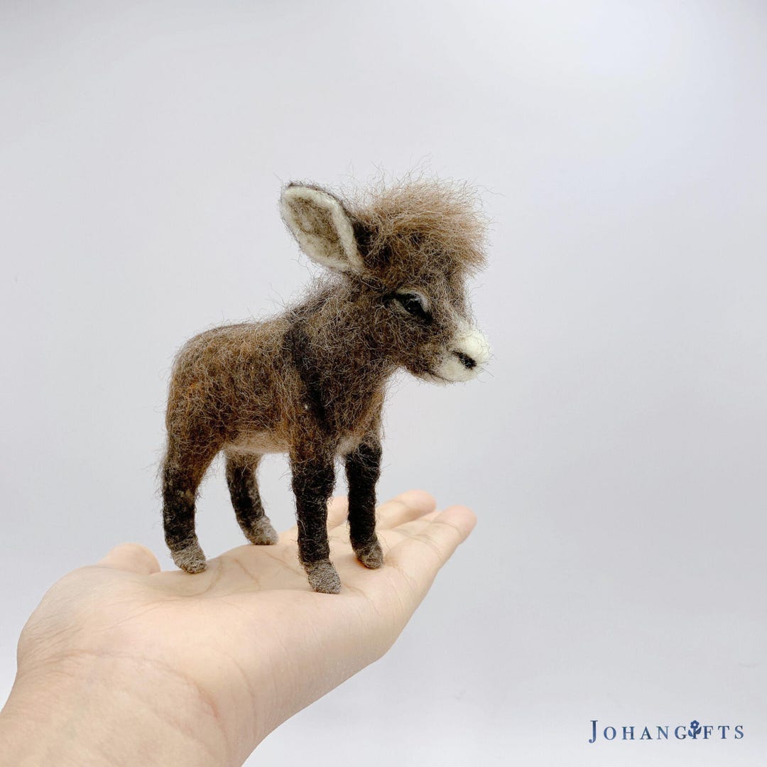 Handmade Needle Felted Donkey Burro Foal Wool Sculpture Miniature ...