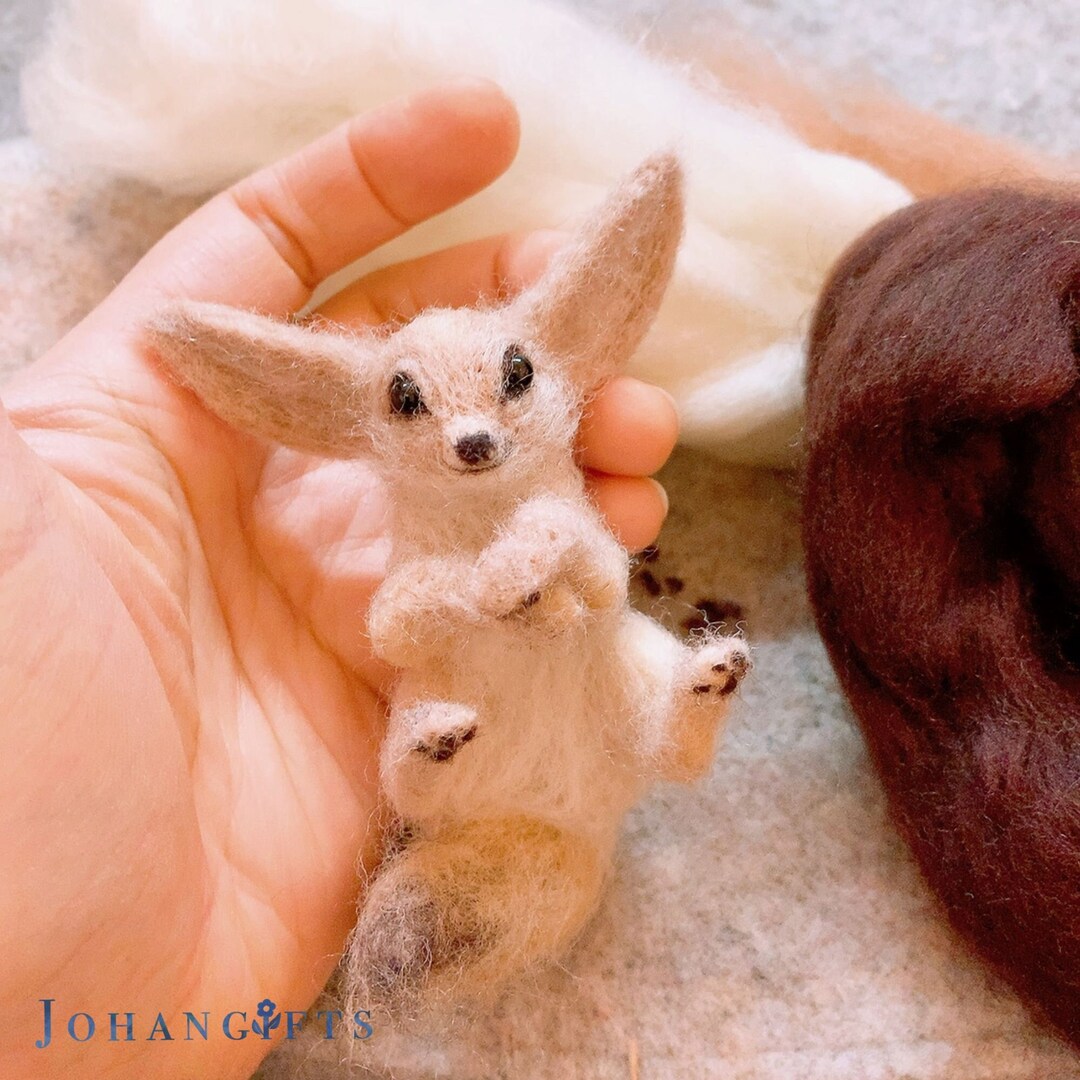 Fennec Fox Wool Sculpture Cute Playful Needle Felted Fox Miniature ...