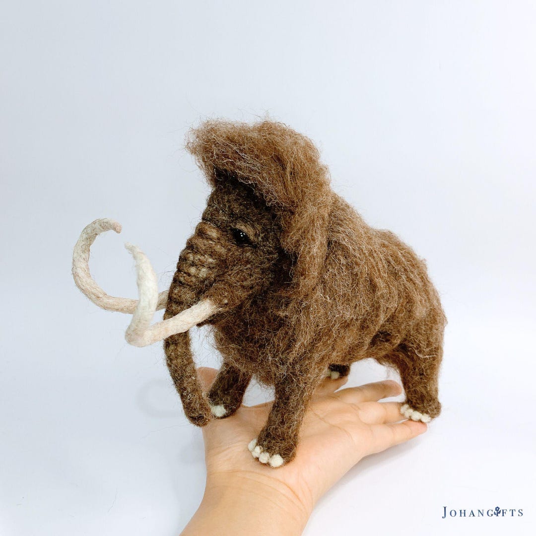 Woolly Mammoth Soft Sculpture Miniature Prehistoric Wool Figurine ...