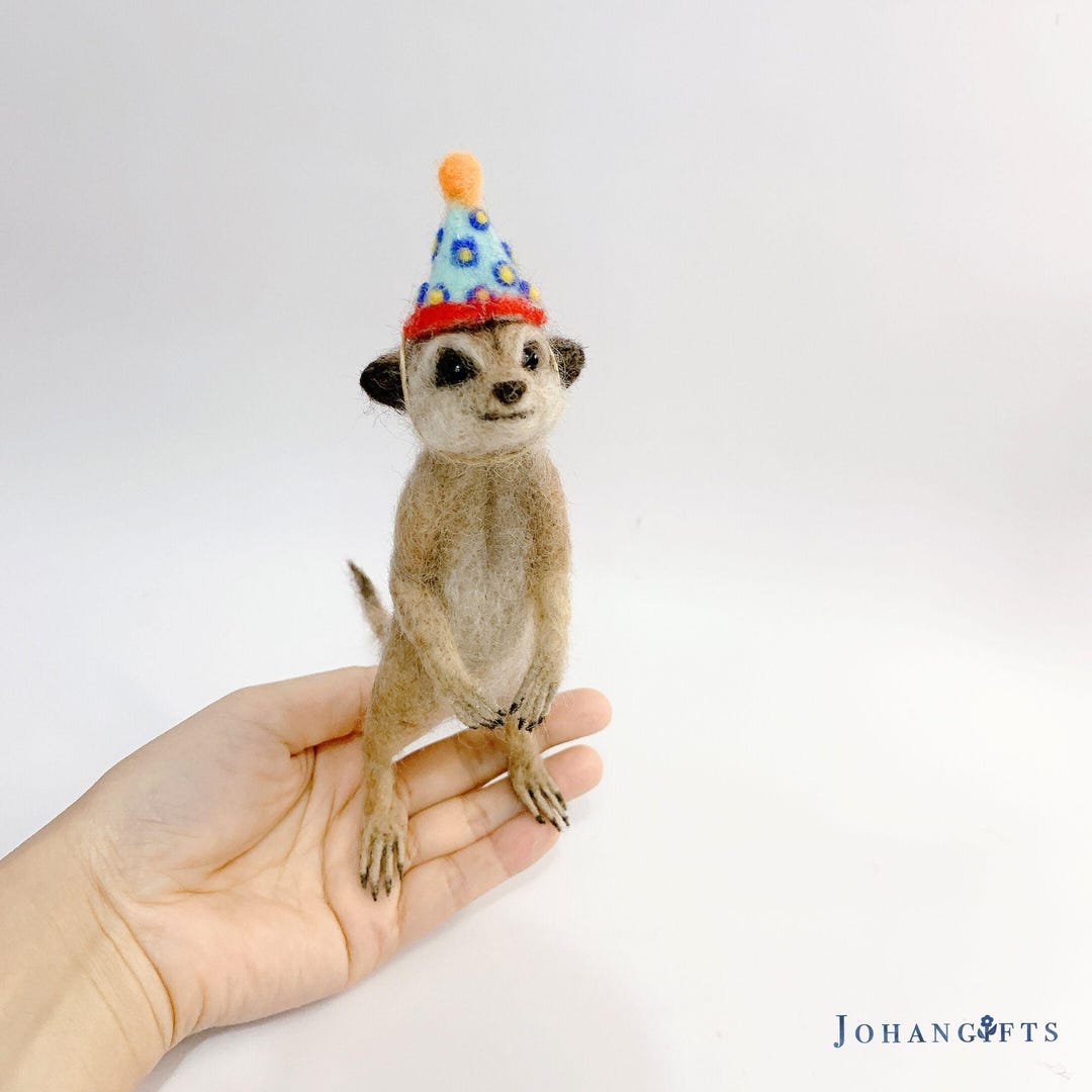 Smiley Meerkat Wool Sculpture, Needle Felted Miniature Birthday Meerkat ...