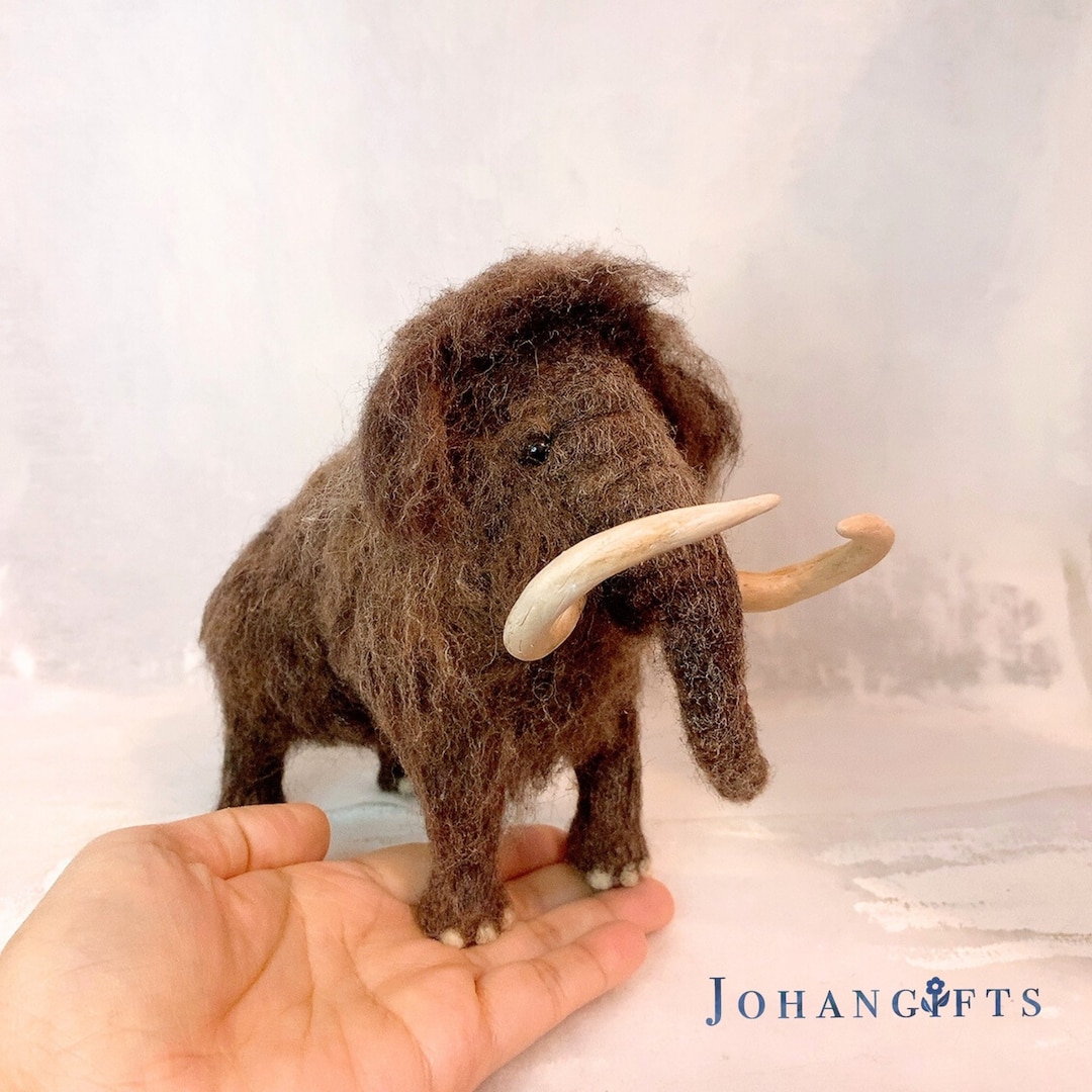 Woolly Mammoth Soft Sculpture Miniature Prehistoric Wool Figurine ...