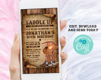 Counrty Western Invitation Rustic Wood Cowboy Hat and Lasso - Etsy