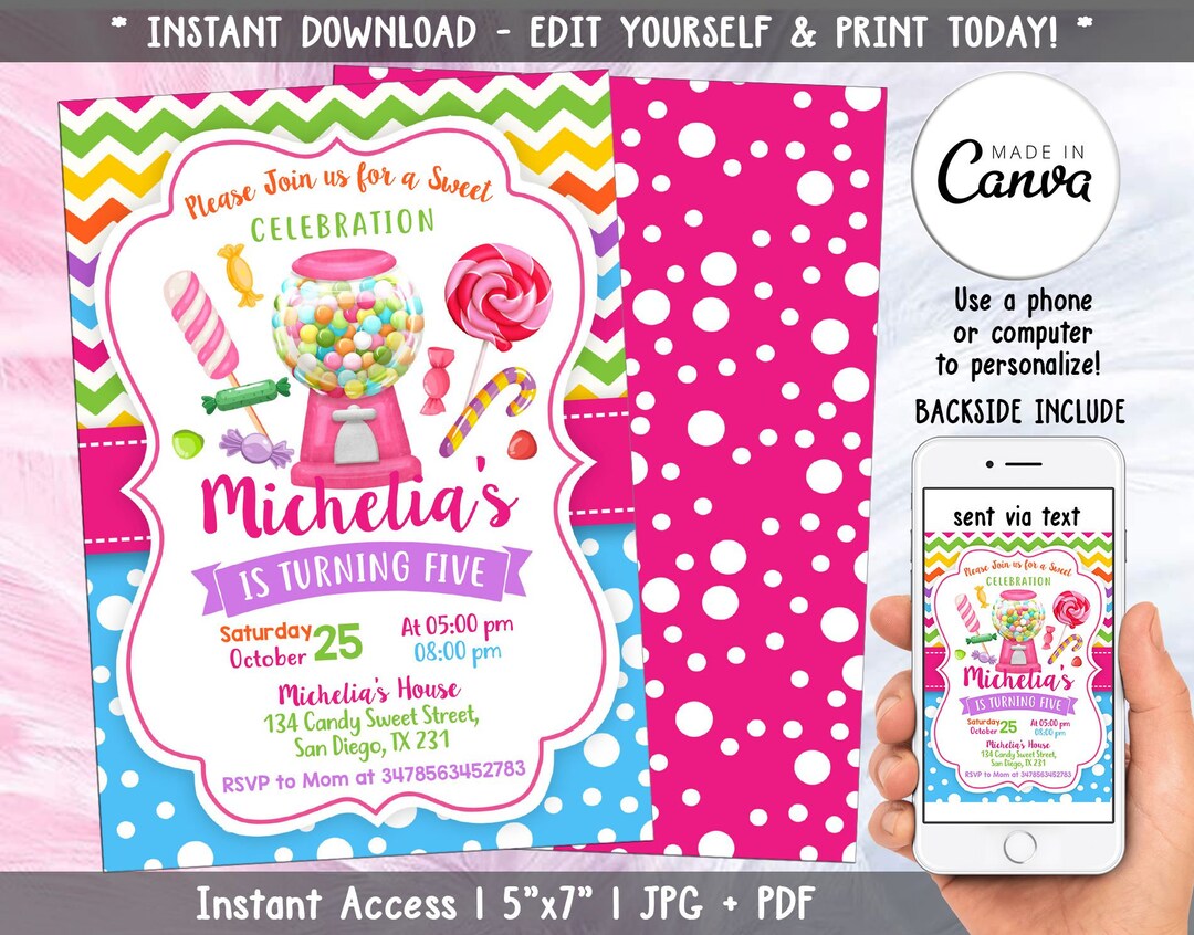 Candyland Invitation Candyland Birthday Party Invitation - Etsy