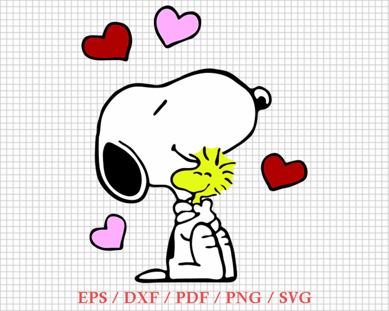 Snoopy abrazando Woodstock con corazones Digital Download | Etsy