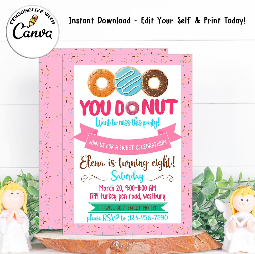 Editable Donut Invitation Donut Birthday Party Invitation - Etsy