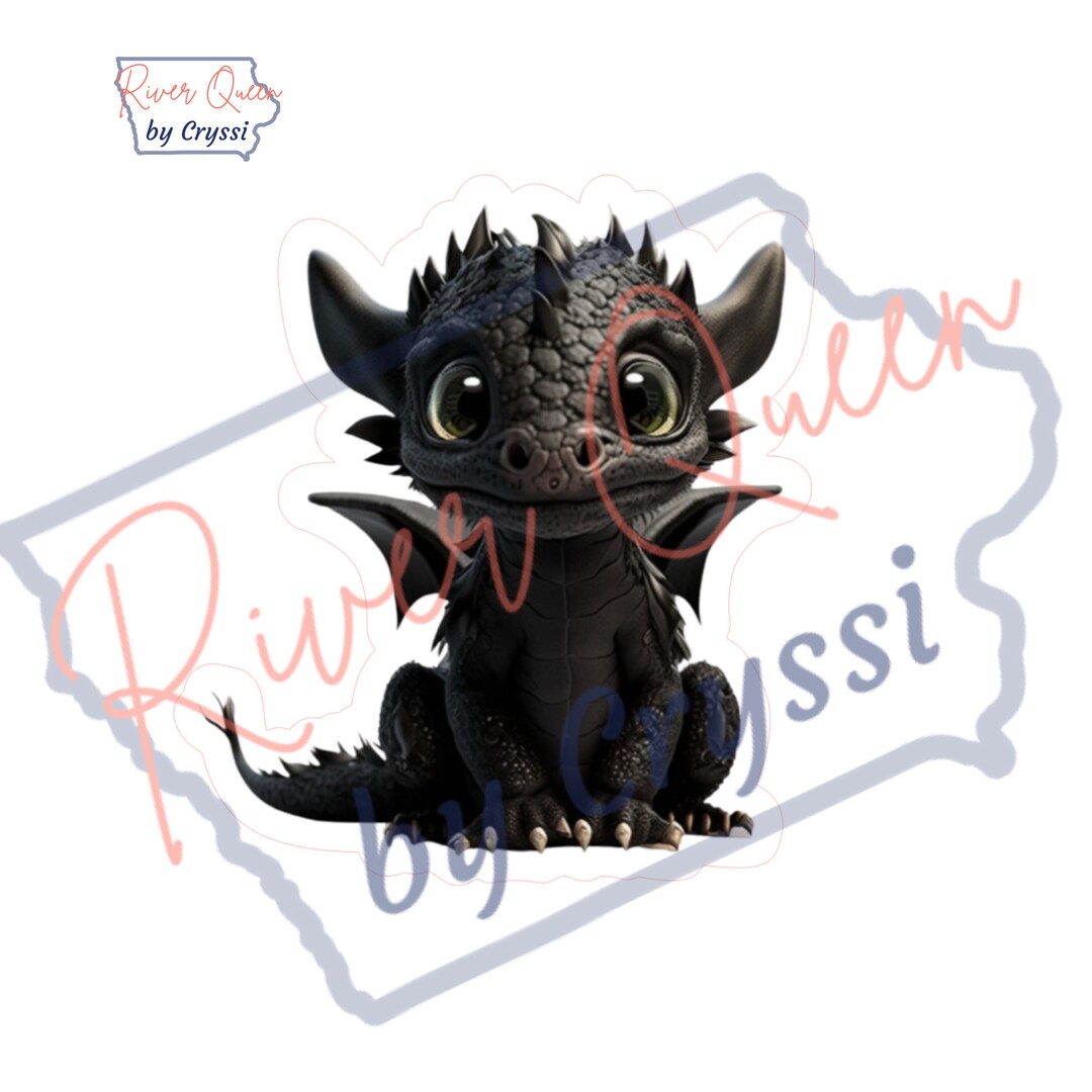 Black Baby Dragon Sticker | Cute Die Cut, Water Resistant - Etsy