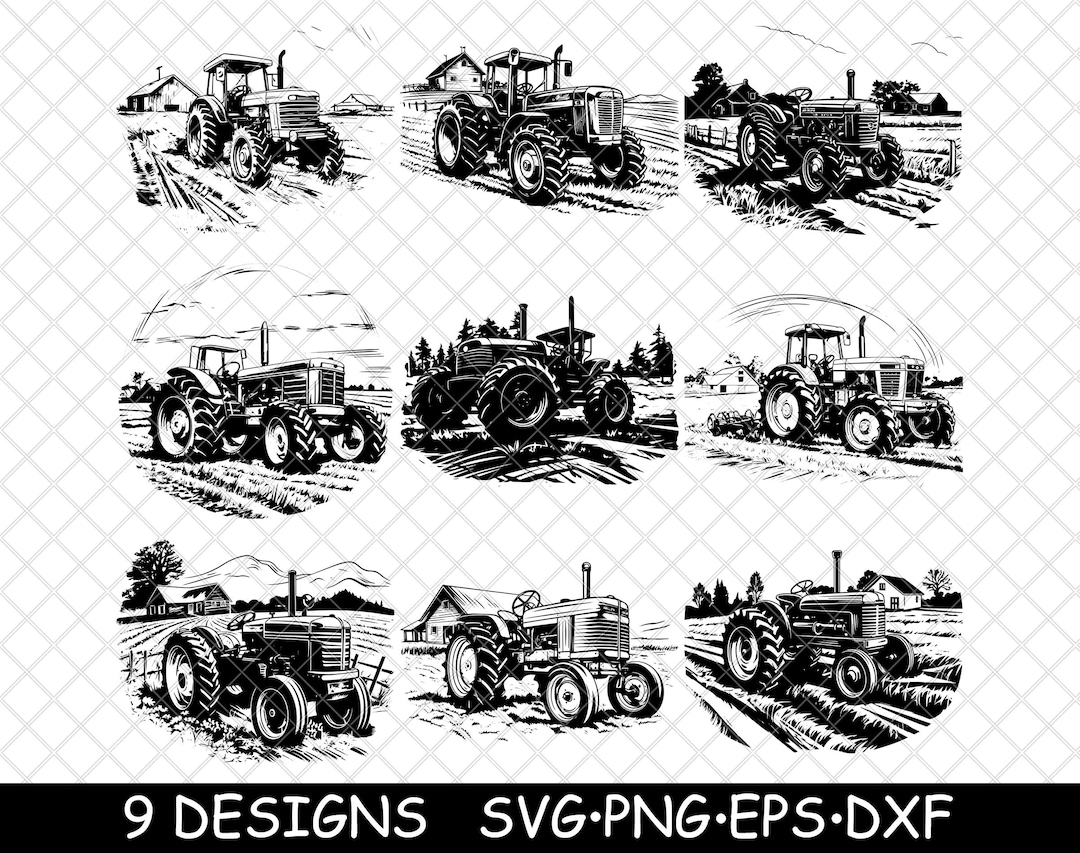 Rustic Barn Farm Tractor Land Field Ranch Scene Old Rural Yard Svg,dxf ...