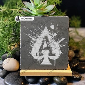 Letter A Spade Alphabet Plating Cards Ace Ink Splatter Laser File SVG ...
