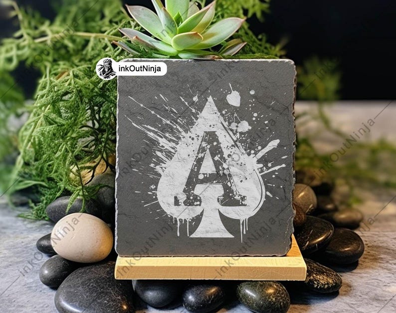 Letter A Spade Alphabet Plating Cards Ace Ink Splatter Laser File SVG ...