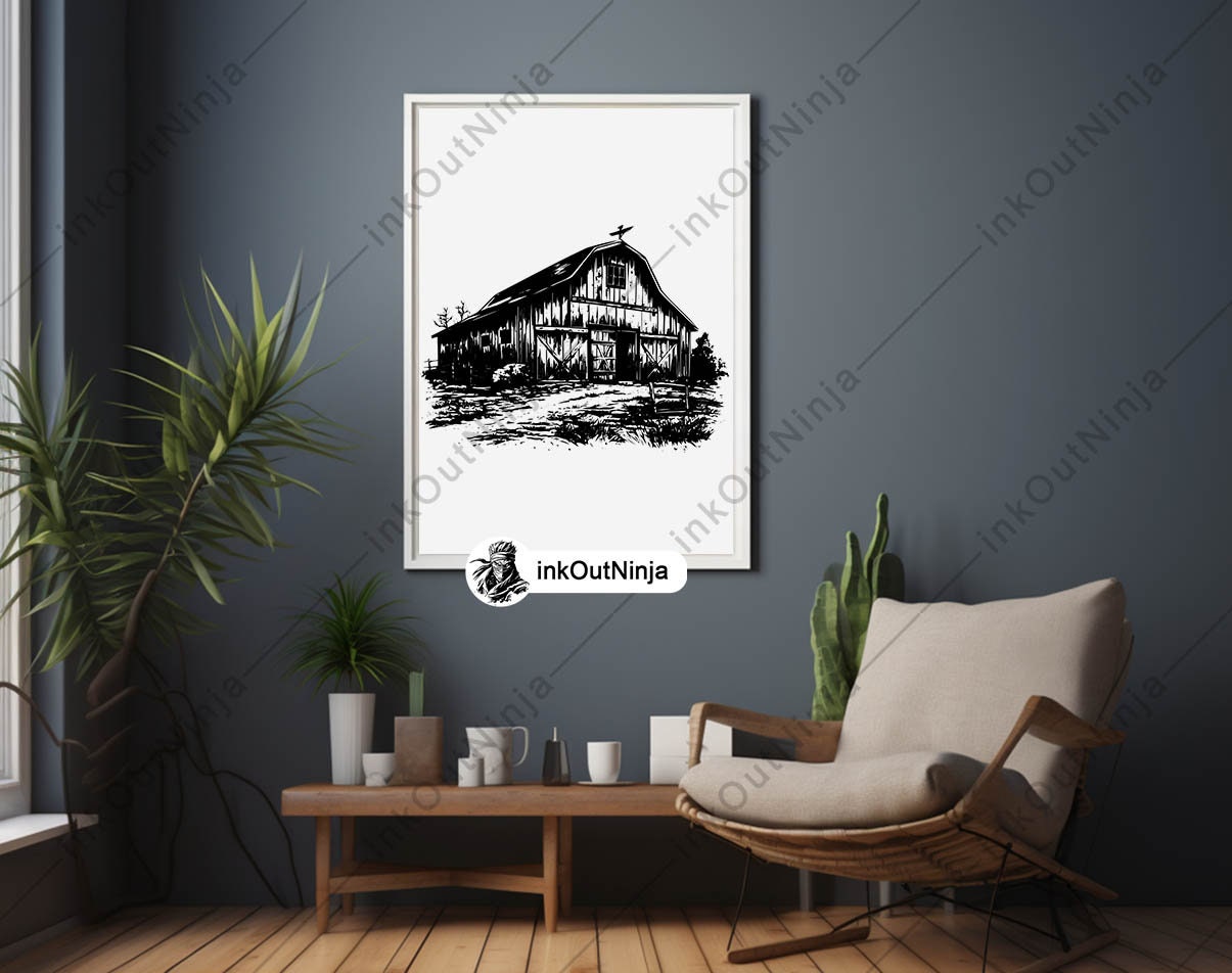 Rustic Barn Vector Bundle | Vintage Farmhouse Pngs for Laser Engraving ...