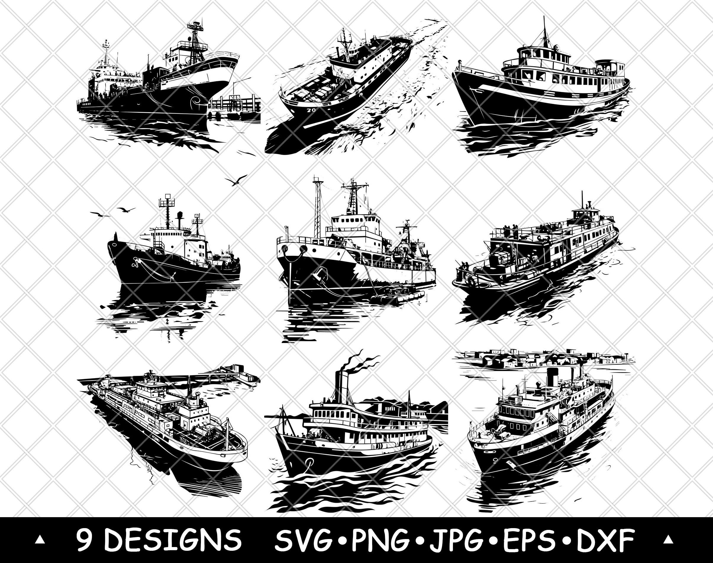Cargo Ship & Ferry SVG Bundle | Nautical Vessel Clipart | Ocean Boat ...
