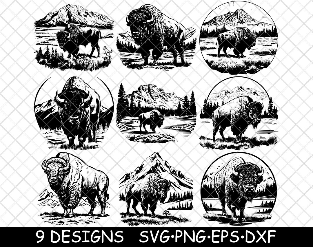 Grand Teton Bison Buffalo National State Park Mountain Pines Wild Svg ...