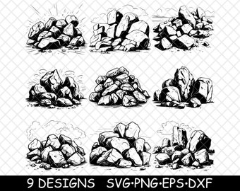 Pile of Rocks Boulder Stone Stack Mound Heap Quarry Png,svg,eps,cricut ...
