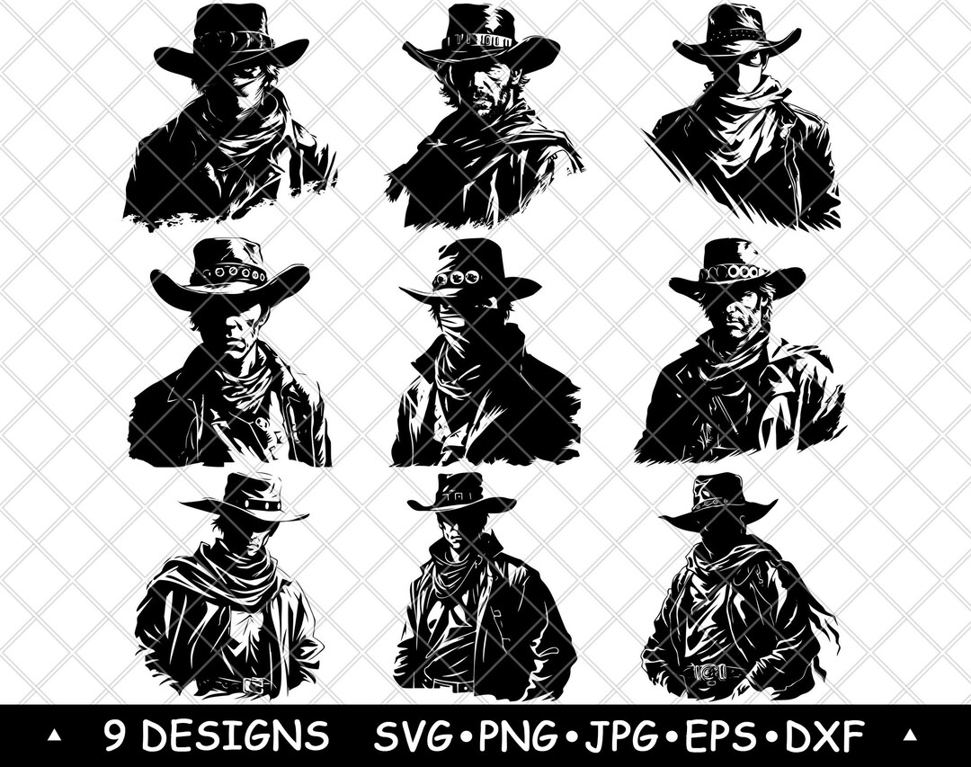 Cowboy Gunslinger Western Frontier Gunfight Lone Ranger Laser File SVG ...